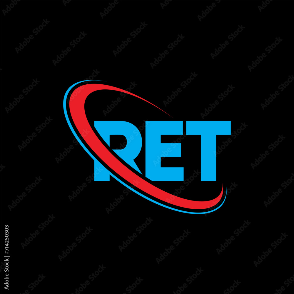 RET logo. RET letter. RET letter logo design. Initials RET logo linked ...