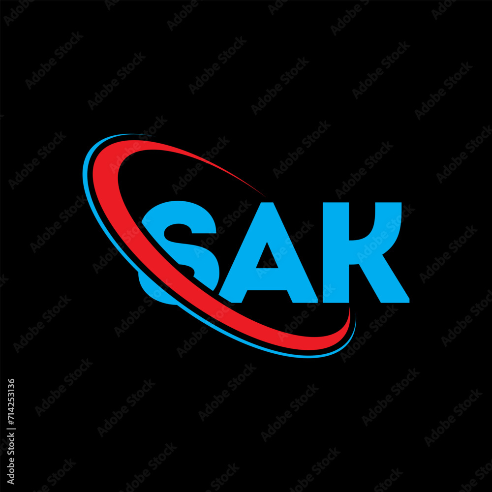 SAK logo. SAK letter. SAK letter logo design. Intitials SAK logo linked ...