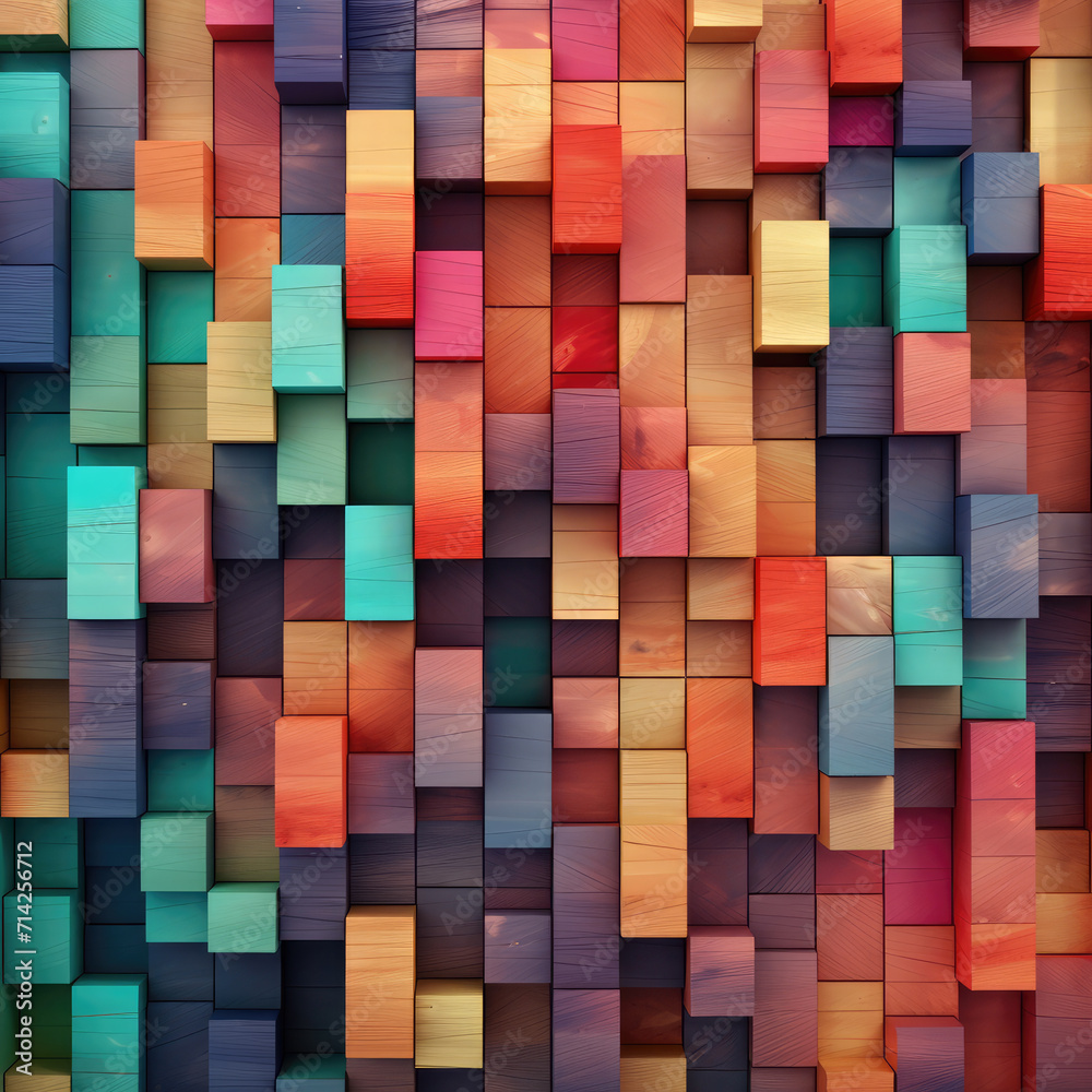 Colorful Background Of Wooden Blocks A Spectrum Of Multi Colored Wooden Blocks Aligned