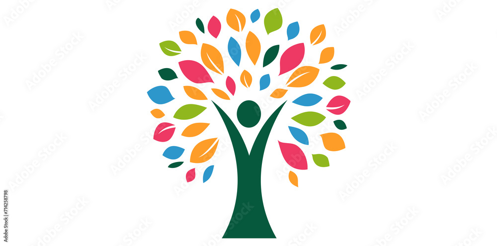 Abstract Colorful Family Tree Logo Design Vector Illustration. Stock ...