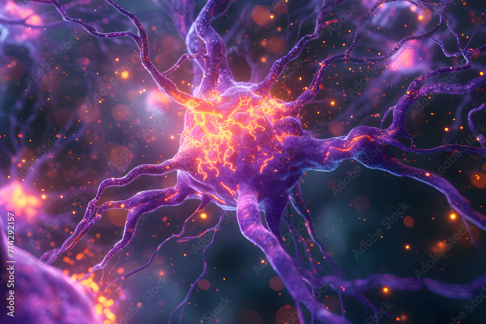 Exploring Human Astrocyte Cells Amidst Neurons - Generative AI Stock ...