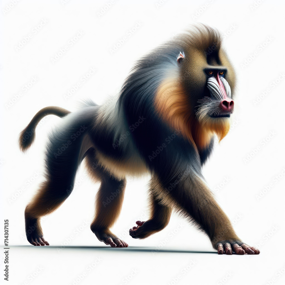 mandrill, mandrillus sphinx, Simia sphinx, baboon monkey with colorful ...