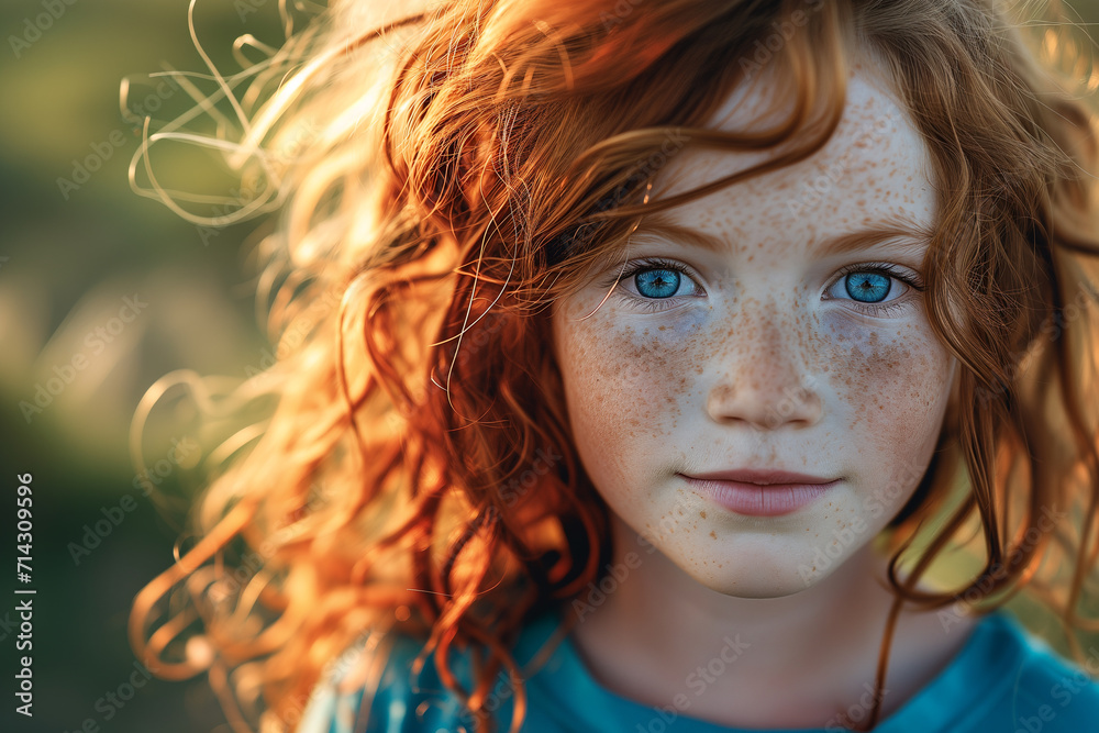 Girl with freckles on face, portrait, close up. Close up face of young ...