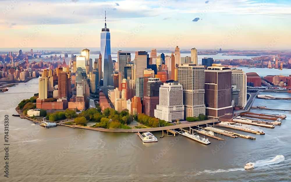 Aerial Photo of Manhattan Island with Office and Apartment Buildings ...