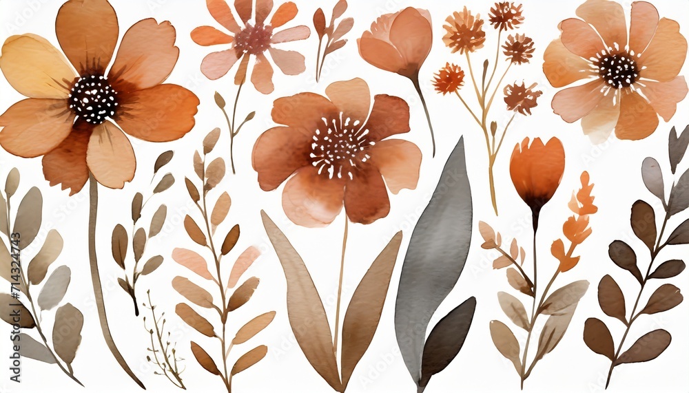 watercolor terracotta floral clipart watercolor collection of hand ...