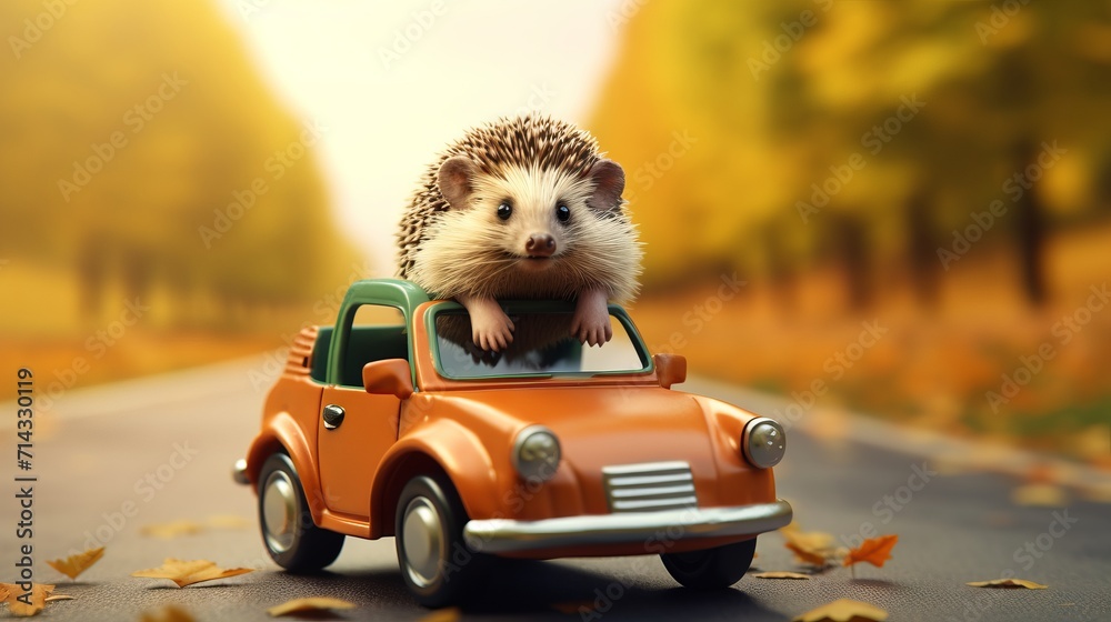 Hedgehog Driving Miniature Car: On a Road Trip or Running Errands? AI ...