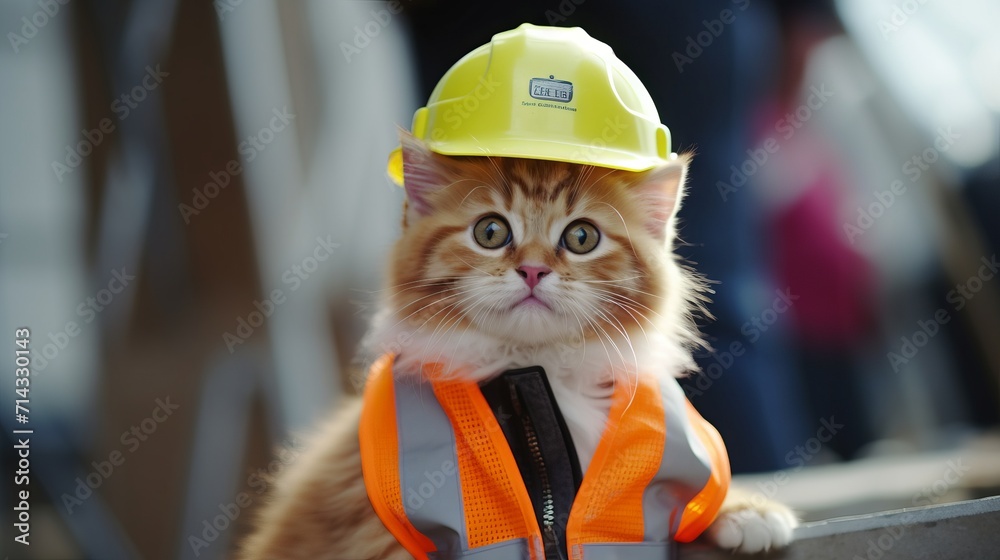Silly Feline: Hilarious Cat Pretending to be Construction Worker on Job ...