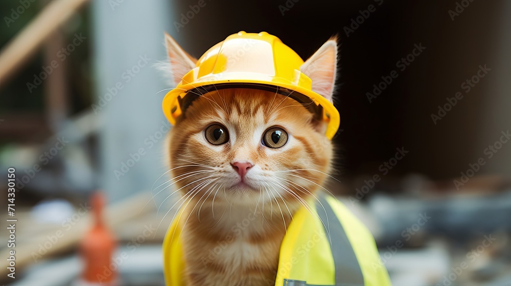 Silly Feline: Hilarious Cat Pretending to be Construction Worker on Job ...