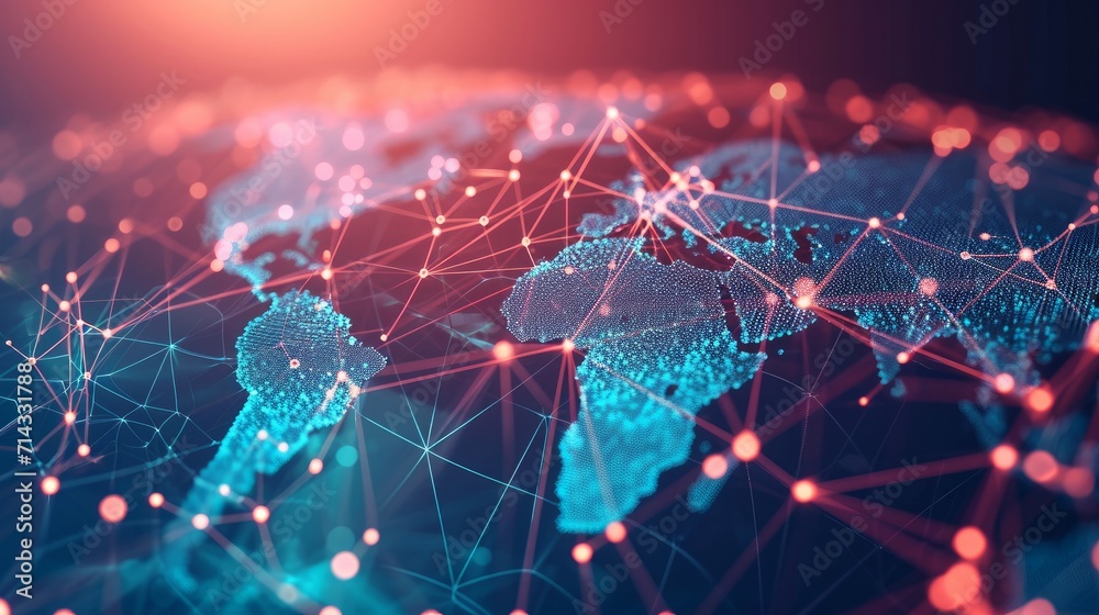 Global network connection. Big data analytics and business concept, world map point and line ...