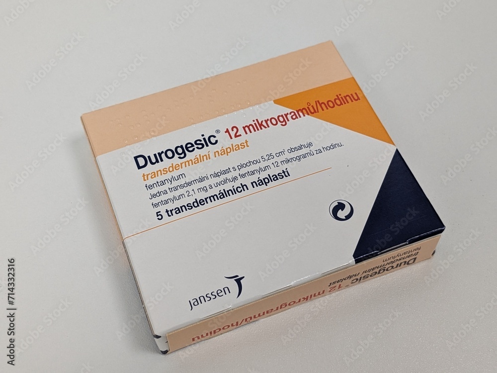Prague,Czech republic–March 30 2024: Durogesic patches with Fentanyl ...