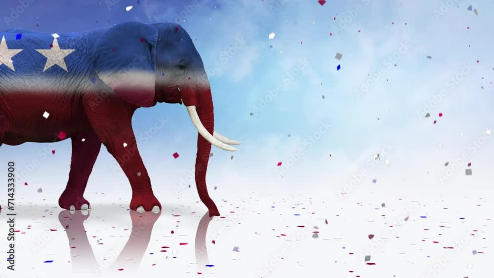 Republican Elephant Vote Message 4K Loop features an elephant painted ...