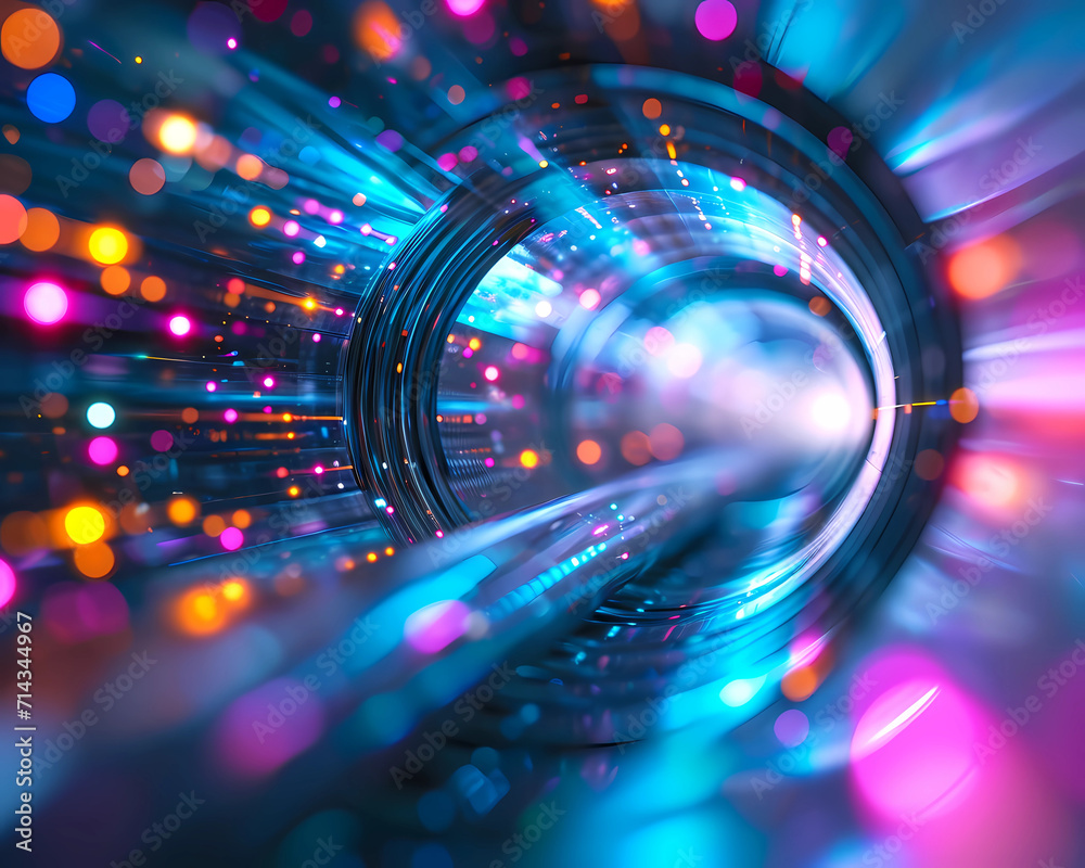 abstract illustration of high speed data flowing inside a fiber optic ...