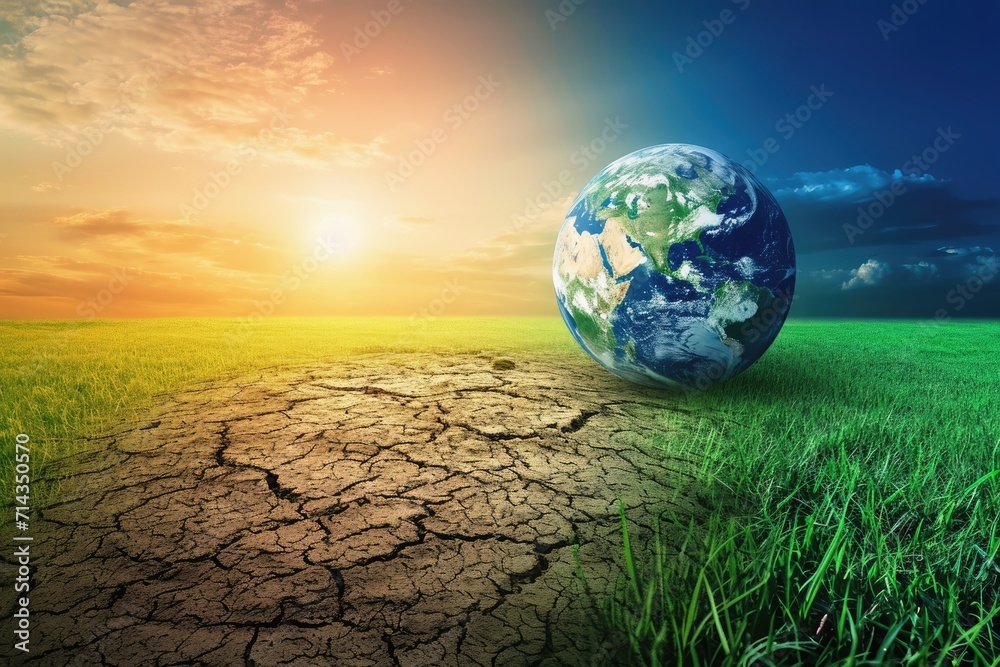 Earth day concept showing the drastic climate change. Stock ...