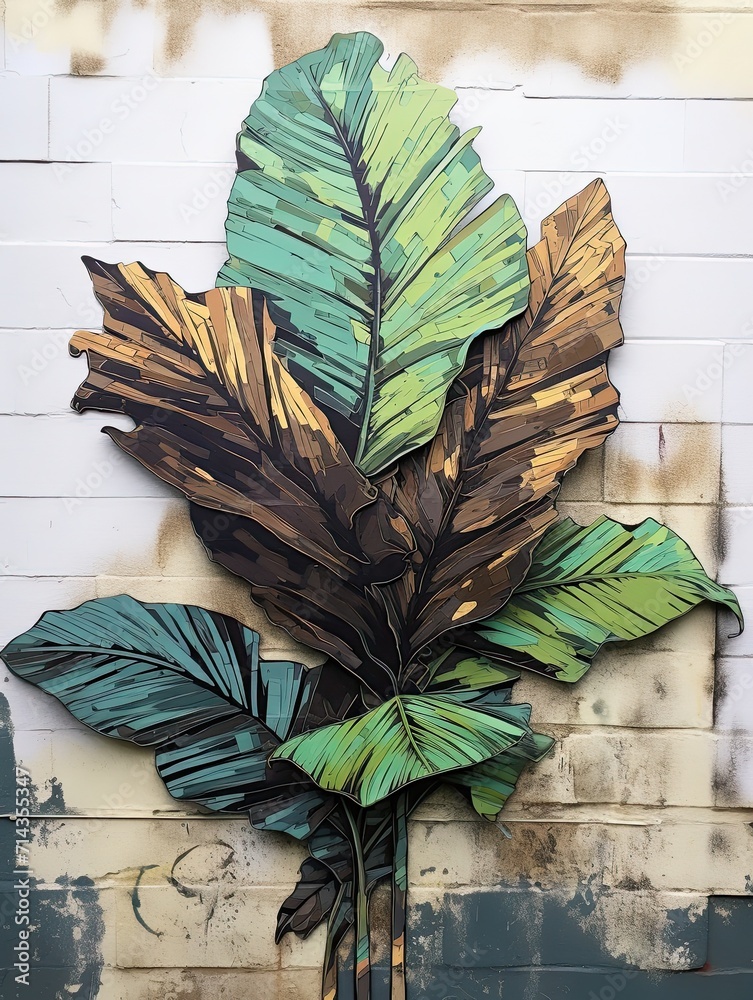 Urban Jungle Leaf Art: Nature Meets City in a Stunning Print of Urban ...