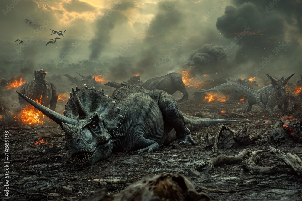 A fierce battle erupts in the sky as dinosaurs wield weapons and ...