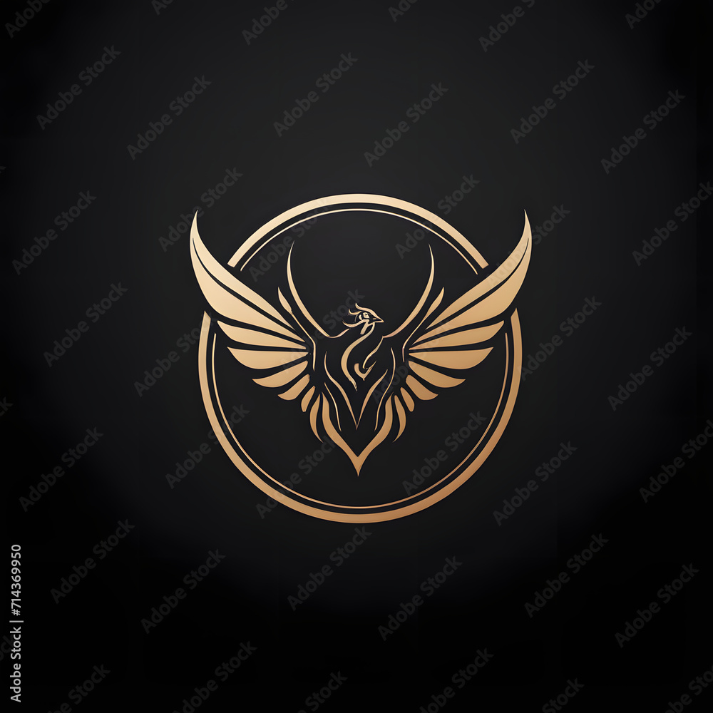 A majestic bird takes flight in the form of an elegant emblem, its ...