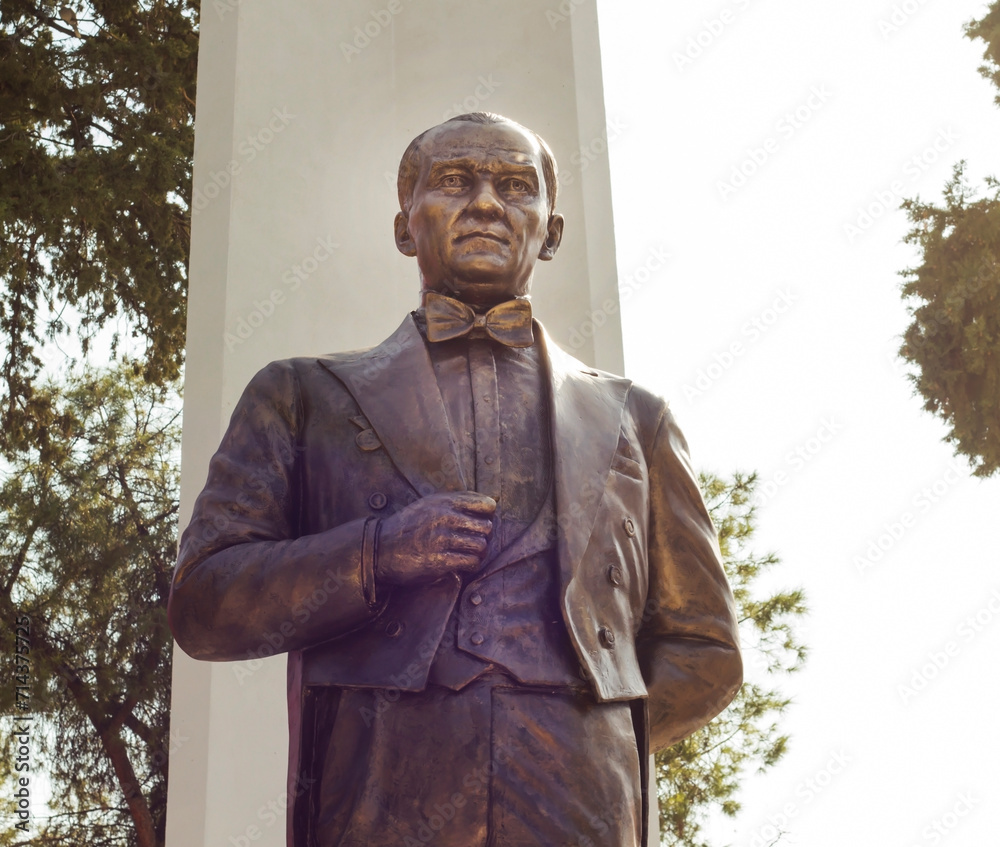 Izmir-Tire-Turkey 10.31.2023 Statue of Mustafa Kemal Ataturk, built in ...