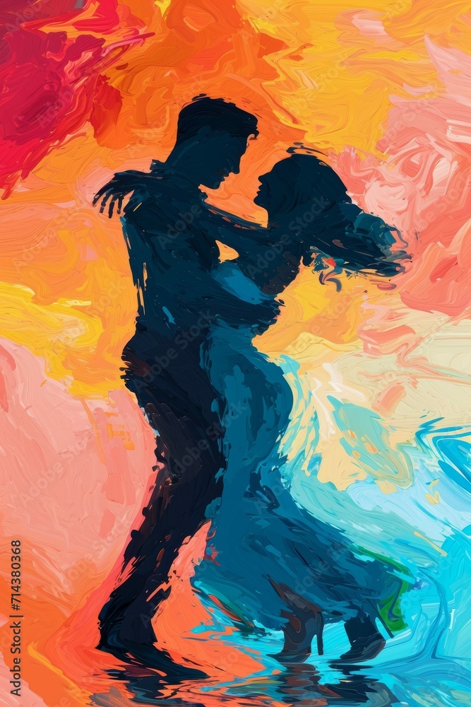 Painting of Man and Woman Dancing, A Joyful Celebration of Movement and ...
