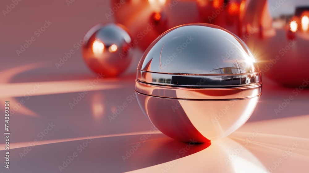 a close up of an egg shaped object on a surface with other shiny ...