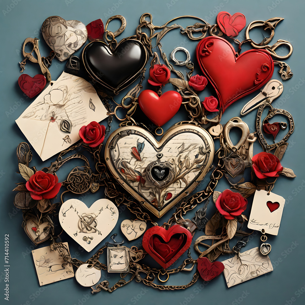 Love Fusion: A Digital and Hand-Drawn Collage of Affectionate Symbols ...