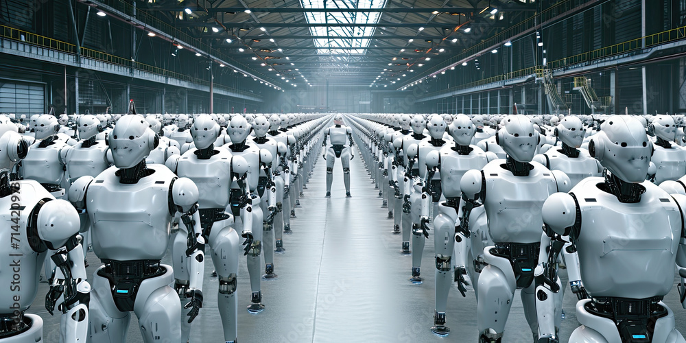 AI artificial intelligence robot factory, cyborgs, futuristic robots ...