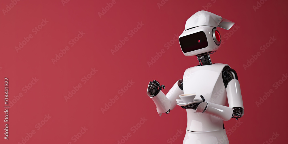 Robot chef cooking, futuristic dystopian kitchen, artificial ... Robot chef cooking, futuristic dystopian kitchen, artificial ...