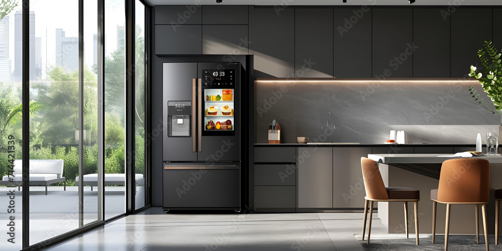 modern kitchen interior with double door fridge | Beyond Cabinets ...
