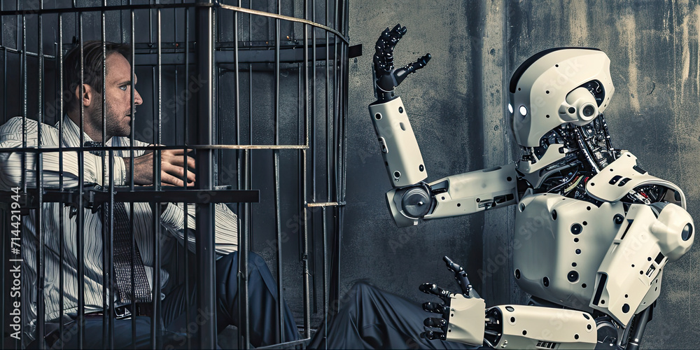 Robot prison human cage prisoner, AI, artificial intelligence dangers ...