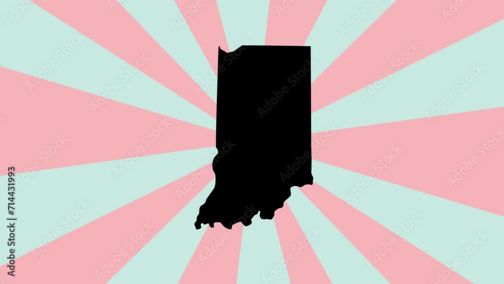 Animated map of the state of Indiana with a rotating background Stock ...