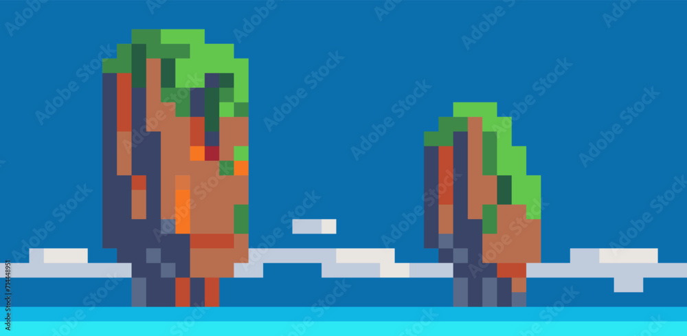 Travel to Vietnam landmark pixel art, greeting card, beautiful nature ...