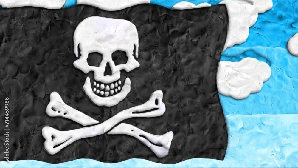Vidéo Stock Pirate Flag Claymation Stop Motion 4K Loop features a ...