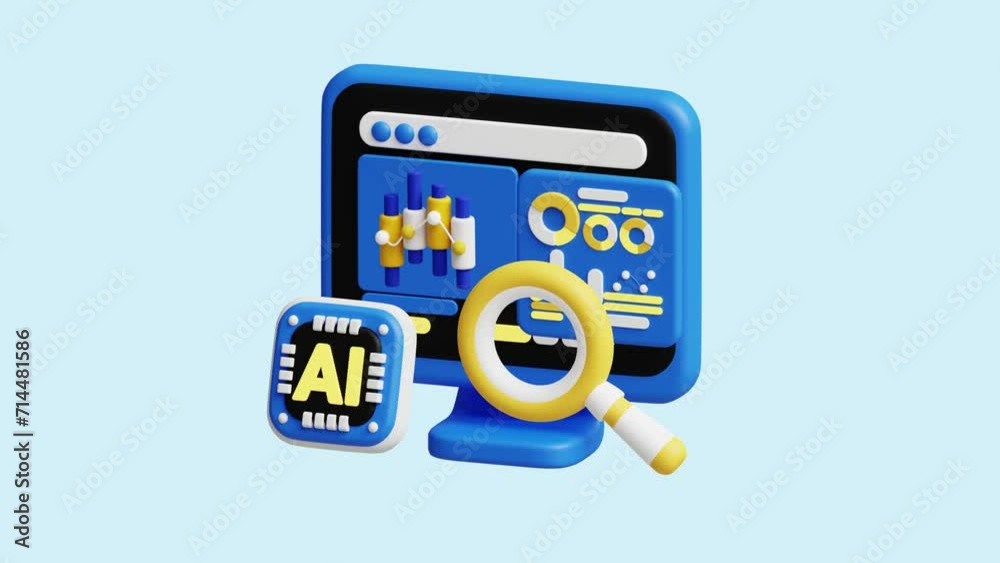 AI in Fraud Detection 3D Animated Concept. Ideal for businesses ...