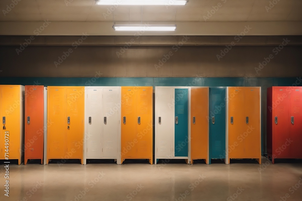 row of high school lockers, each one a different color and style, from ...
