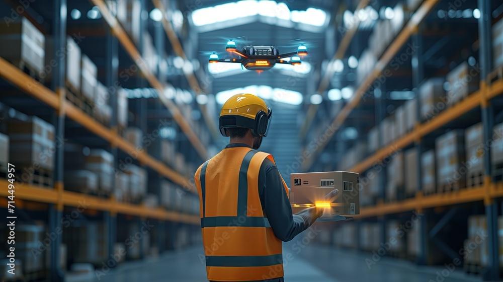 Storage Facility robot Loads Up Autonomous Flying Delivery Drone with a ...