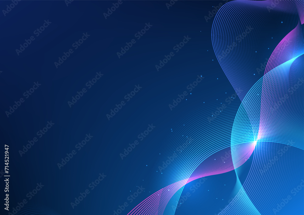 Abstract technology background The combination of particle points into overlapping waves. It ...