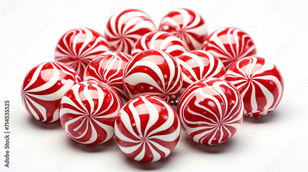 christmas round candy set. peppermint candies without wrapper on white ...