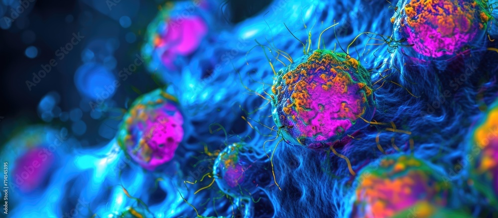 Fluorescence mode in digital microscope for viewing cancer cells in ...