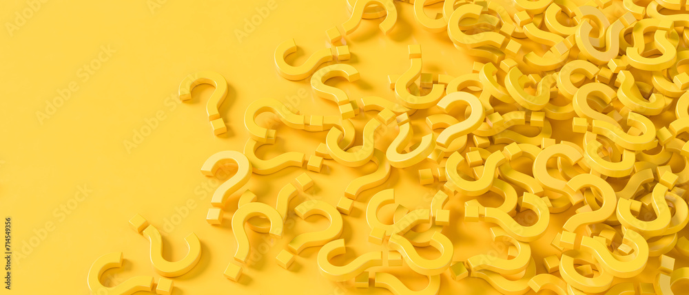 Yellow question marks isolated on yellow background. Question mark ...