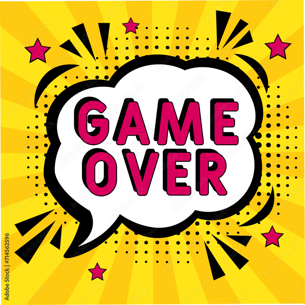 Game Over pop art. Game Over in comic pop art style. Game Over message ...