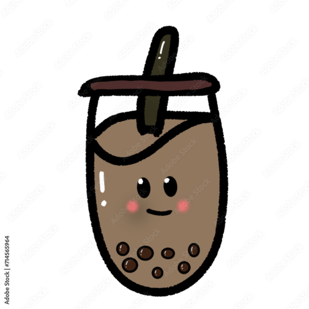 vector illustration of boba drink. Boba drinks in packages with straws ...