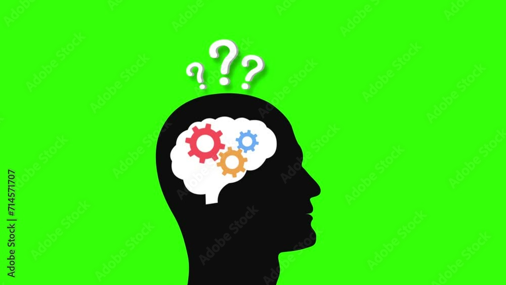 brain gear thinking dizzy confused question mark animated brain head ...