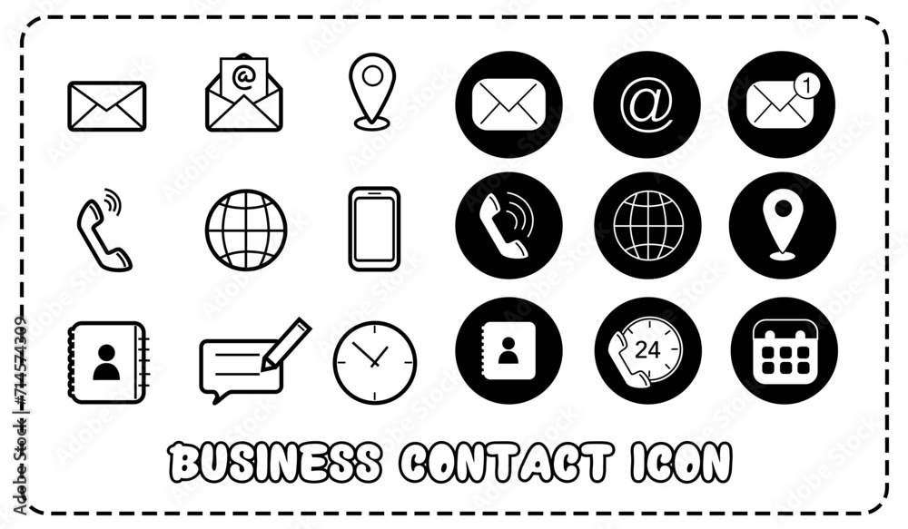 Flat style of Contact us vector line icon set for Business and Web ...