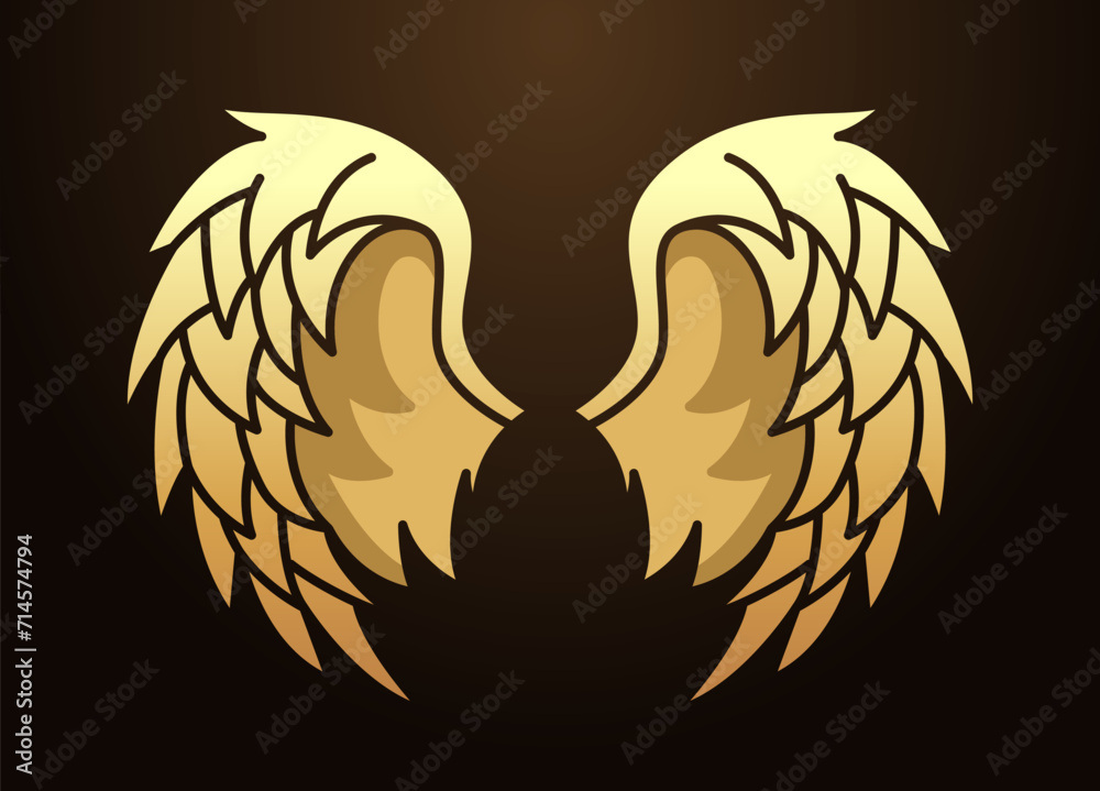 Golden wings of an angel. Eagle wings logo. gold feathers. Wings ...
