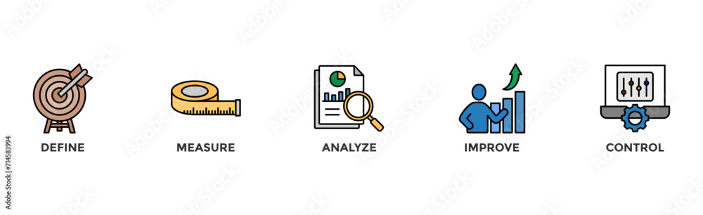 Lean six sigma banner web icon vector illustration concept for process ...