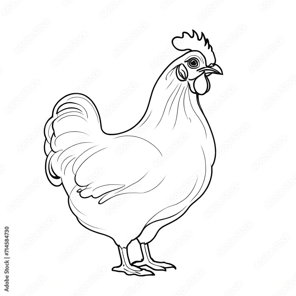 hen outline drawing for coloring page Stock Illustration | Adobe Stock