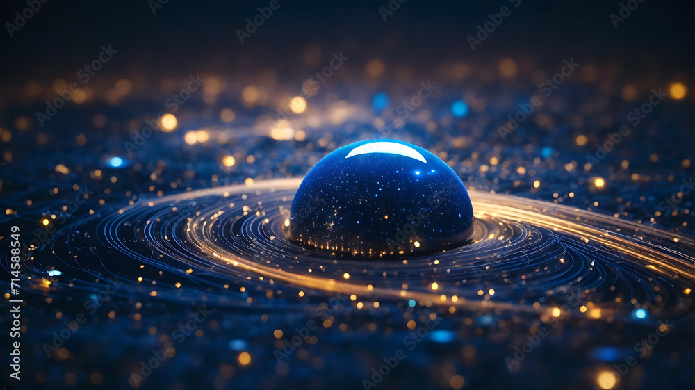 Abstract futuristic the cosmos filled with countless stars dark blue ...