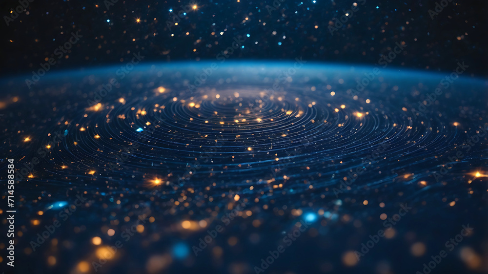 Abstract futuristic the cosmos filled with countless stars dark blue ...