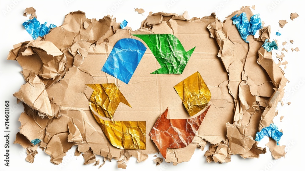 Recycling symbol, composed of three chasing arrows, dominates the ...