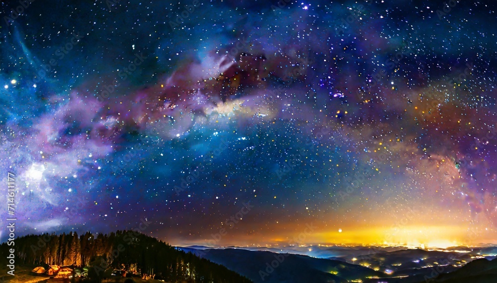 abstract background with night sky and stars panorama view universe ...