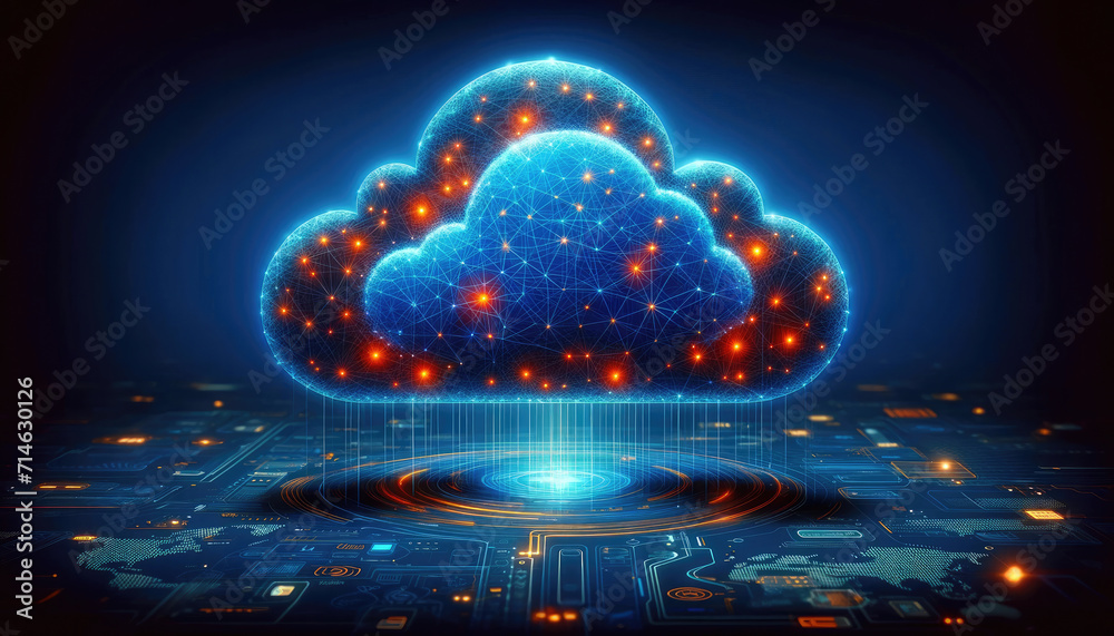 Global Cloud Computing Network Concept Illustration-Futuristic ...